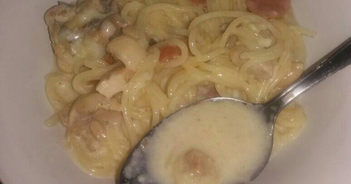 Resep #11 Spaghetti Kuah Susu Simple Sehat oleh leyazair - Cookpad
