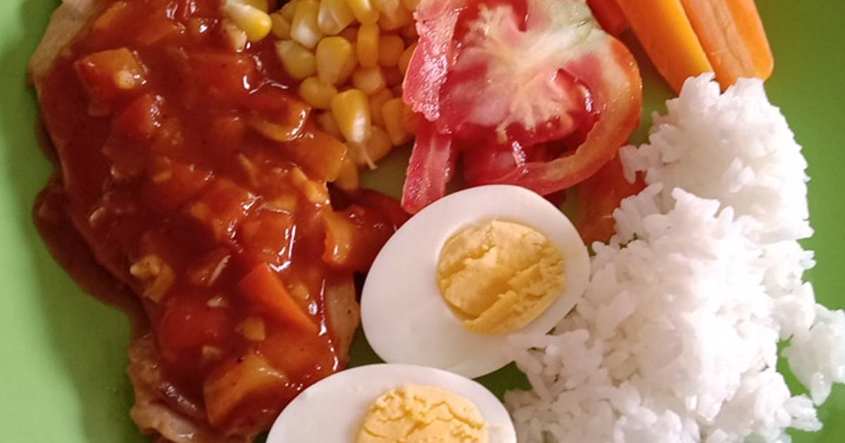 Resep 2. Menu Makan Siang: Dada Ayam Panggang Saus BBQ & Sayur oleh ...