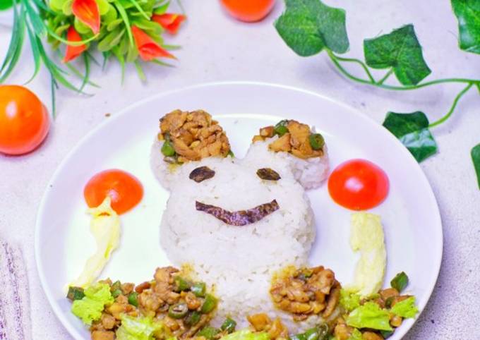 Resep #258 NASI TIM AYAM TEMPE BENTUK KARAKTER oleh Ahyani - Cookpad