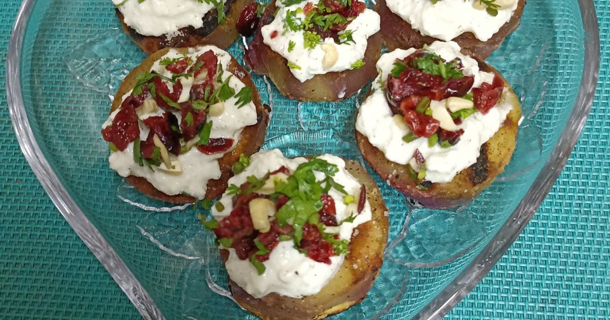 Sweet Potato Bruschetta (Vrat Special) Recipe by Bina Samir Telivala ...
