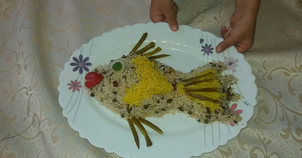 طرز تهیه عدس پلو با تزیین مدل ماهی ساده و خوشمزه توسط Fateme کوکپد
