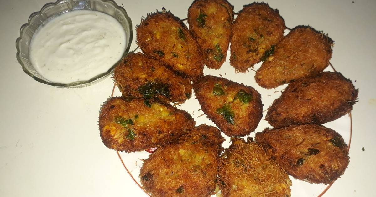 Corn potato tikkis in tear drop shape Recipe by Naznin Shahabuddin ...
