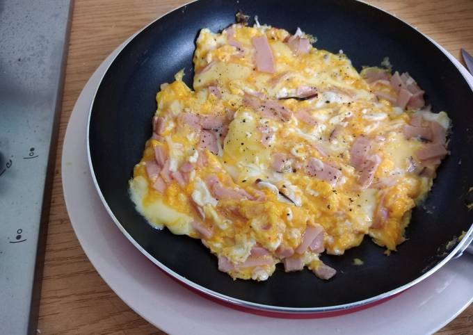 Huevos con jamón y queso Receta de Claudia Isabel- Cookpad