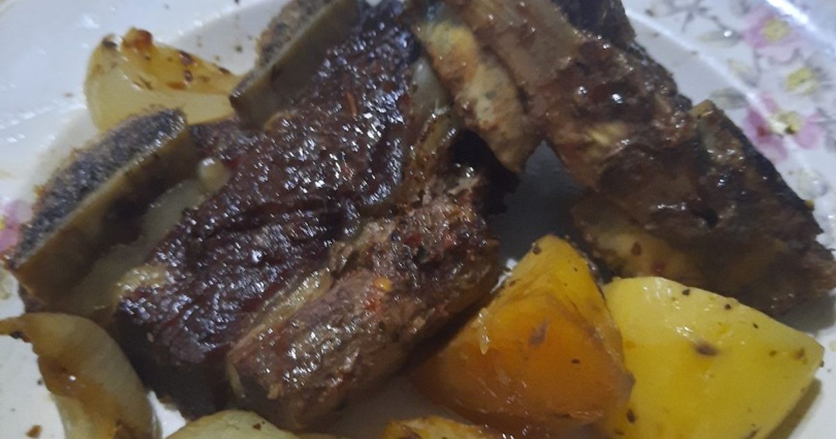 tira de asado al horno con papas - 20 recetas caseras- Cookpad