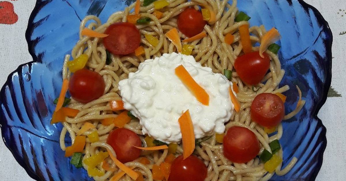 Μακαρονοσαλάτα ολικής με dirollo cottage & λαχανικά 🍝 Συνταγή από τον ...