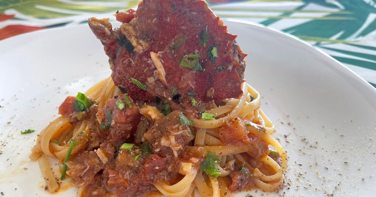 Ricetta Linguine Con Granchio Sfumato Al Cognac, Pomodorini Freschi E ...