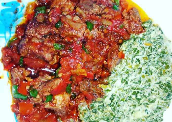 Wet fried beef with Traditional vegetables Recipe by Joyce Ng'ong'a ...
