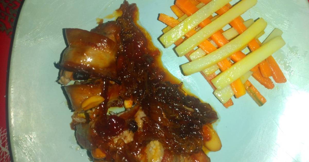 Lomo mechado con guarniciones de verduras salteadas Receta de Llamiled ...