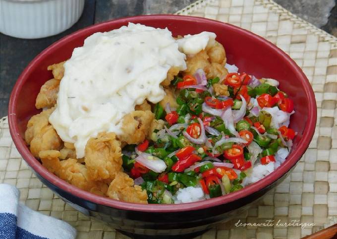 Resep Rice Bowl Ayam Popcorn Saus Keju oleh desmawati kuretangin - Cookpad