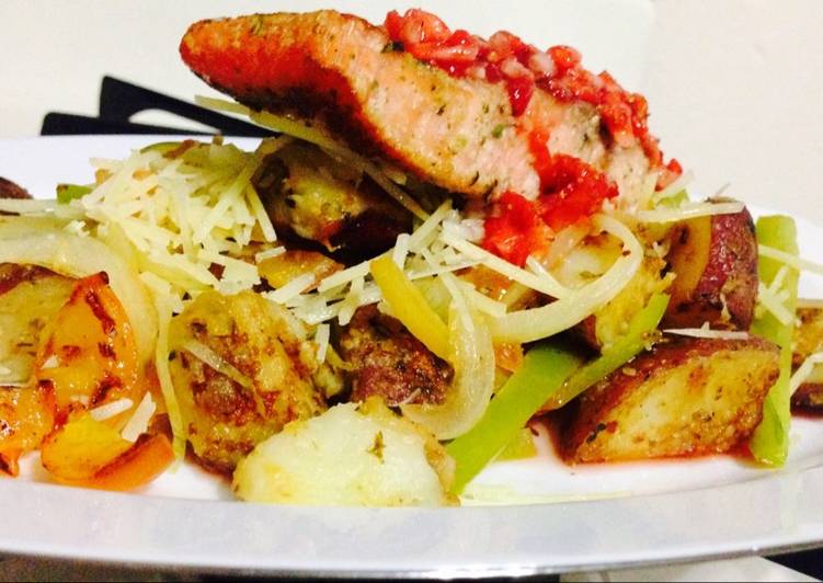 Salmón en salsa de fresa y papas salteadas con vegetales Receta de Chef ...