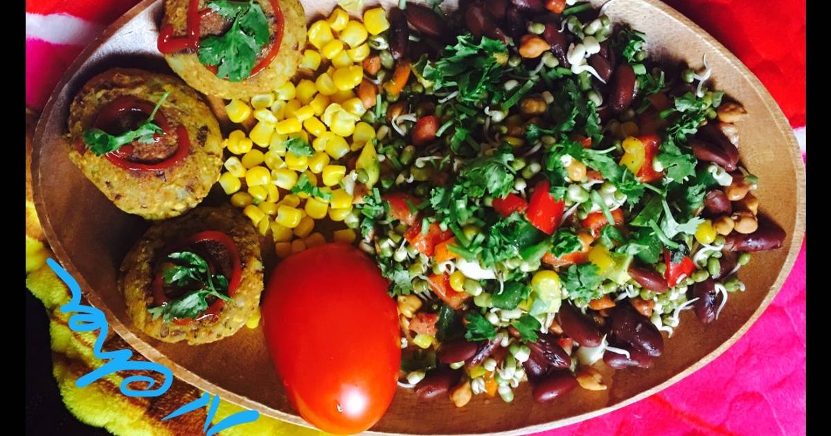 Vegan Rajma potato cutlet with mix vegetables salad Recipe by Neha ...