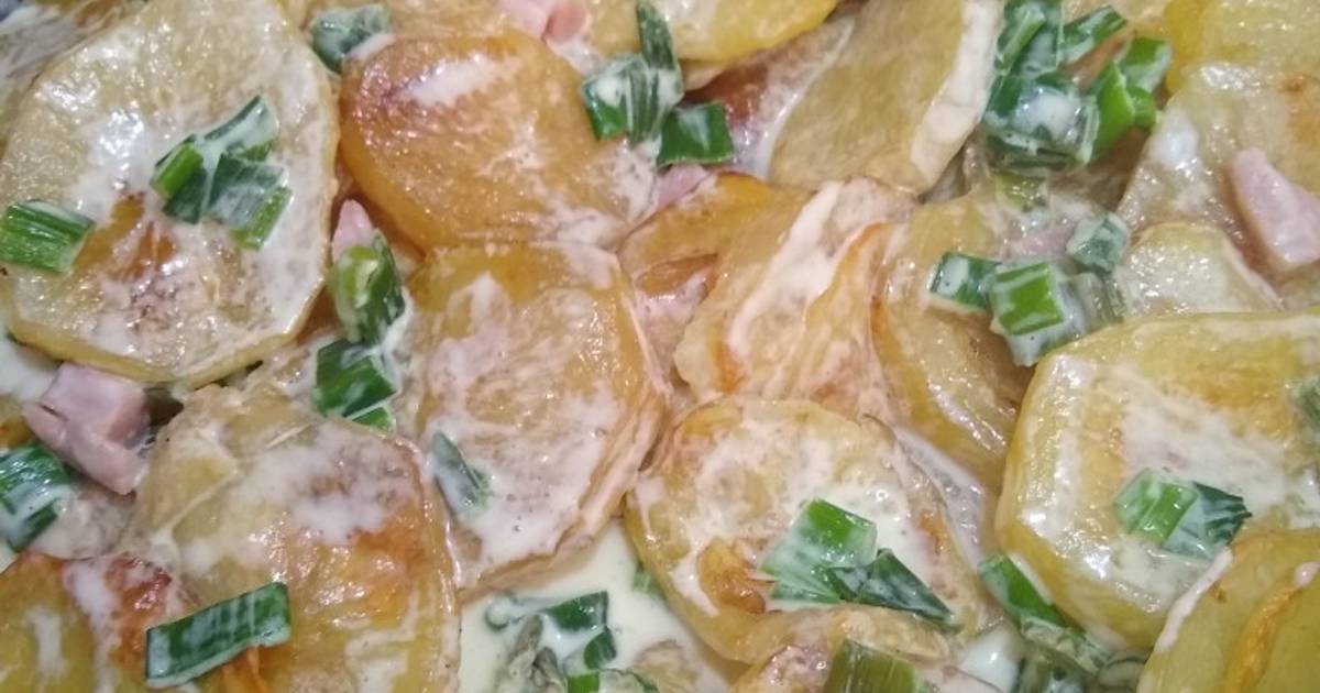 Papas al horno con crema de leche - 954 recetas caseras- Cookpad