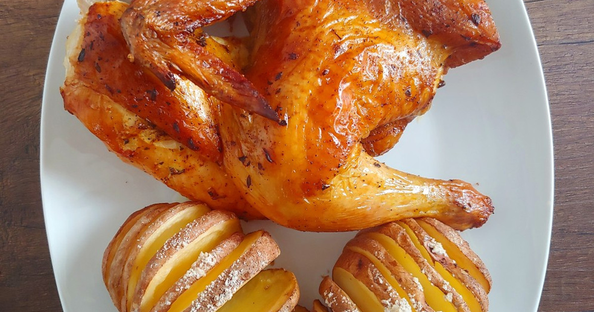 Pollo Horneado Con Papas Hasselback Receta de Chef Luis Rea- Cookpad