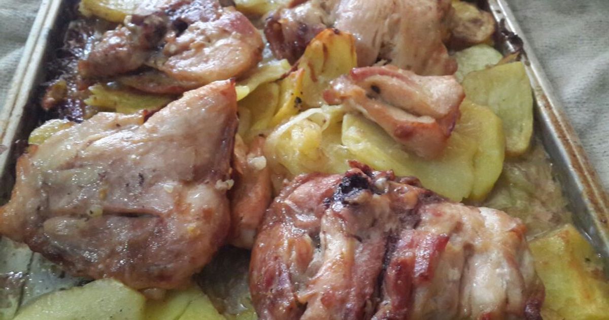 Perniles De Pollo Con Papas Al Horno Receta de Karol Rivas H- Cookpad