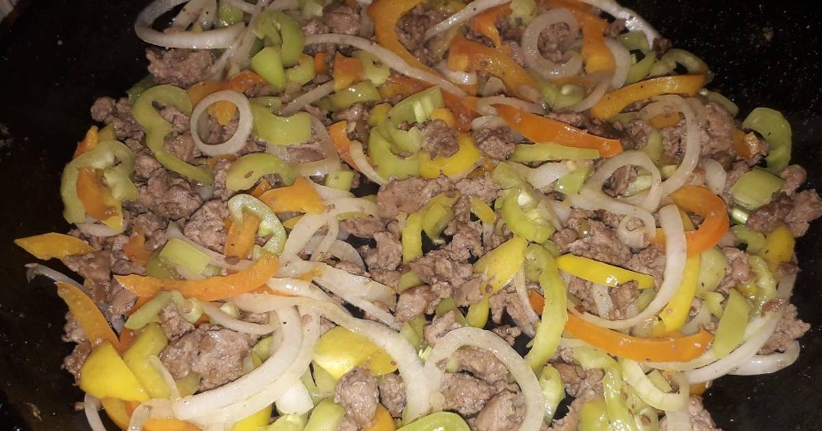 Carne de res con pimientos y cebolla - 390 recetas caseras- Cookpad