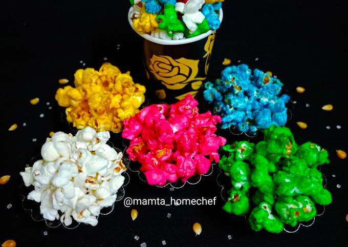Colorful Sweet Popcorn Recipe by Mamta Pandya - Cookpad