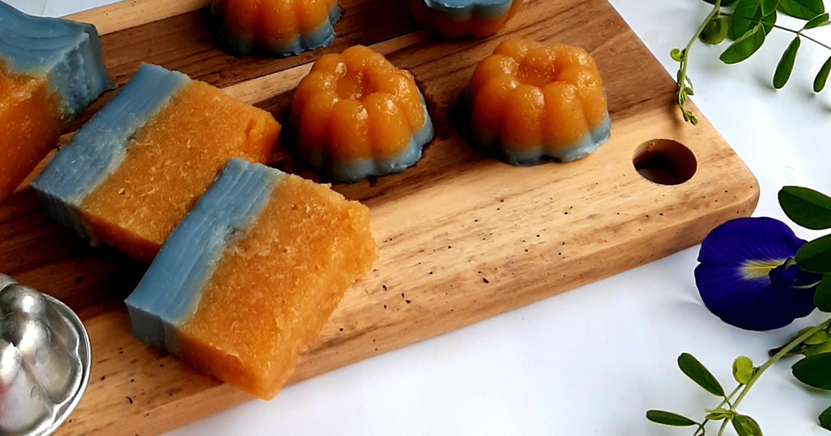Resep Talam Singkong Lapis Bunga Telang oleh HerlinaCs Lim - Cookpad