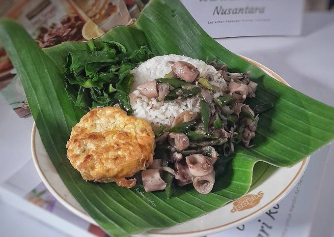 Resep Nasi Rames Oseng Cumi Cabe Ijo oleh Hadleny Kitchen - Cookpad