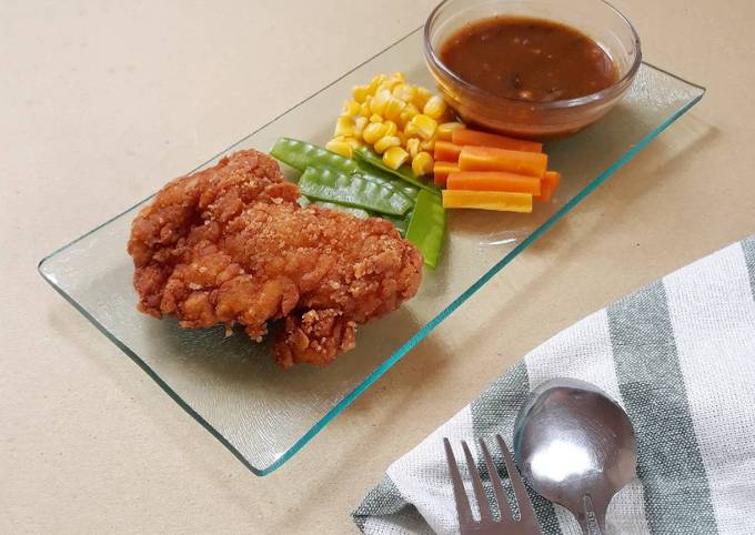 Resep Steak ayam krispi saus jamur dan sayuran oleh Retno Aryaningtyas ...