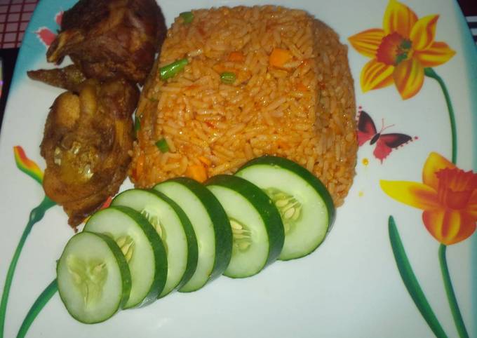 Jollof rice and Turkey with cucumber Recipe by Lily - Cookpad