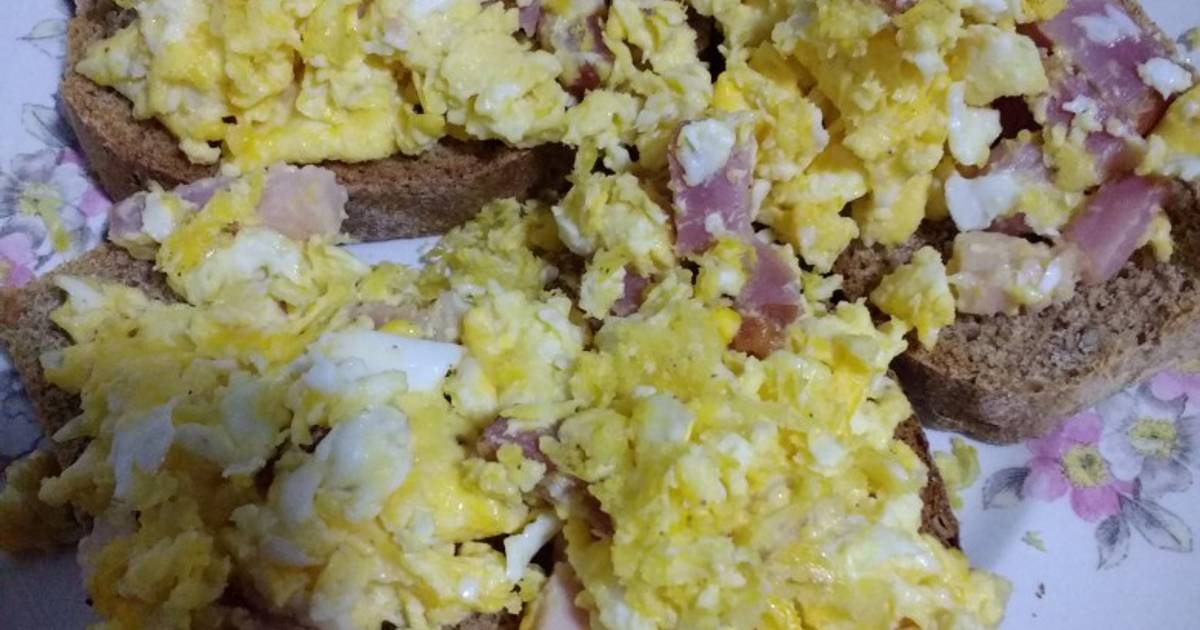 Huevo revuelto con panceta Receta de Marie- Cookpad