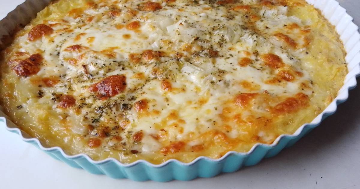 Tarta con masa de Papa de Provolone y Cebolla Receta de Gricel- Cookpad