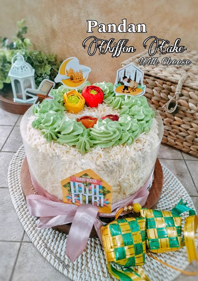 Resep Pandan chiffon cake with cheese inside and outside oleh Yenny ...