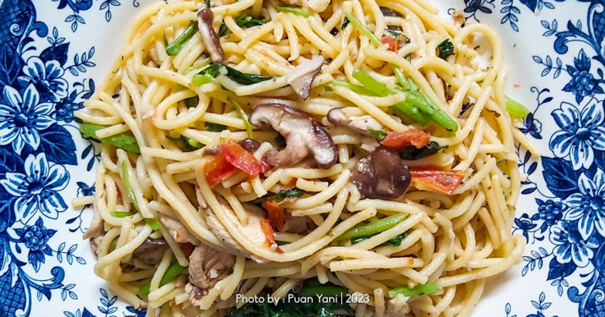 Resipi Spinach, Mushroom & Chicken Spaghetti With Dried Tomatoes oleh ...