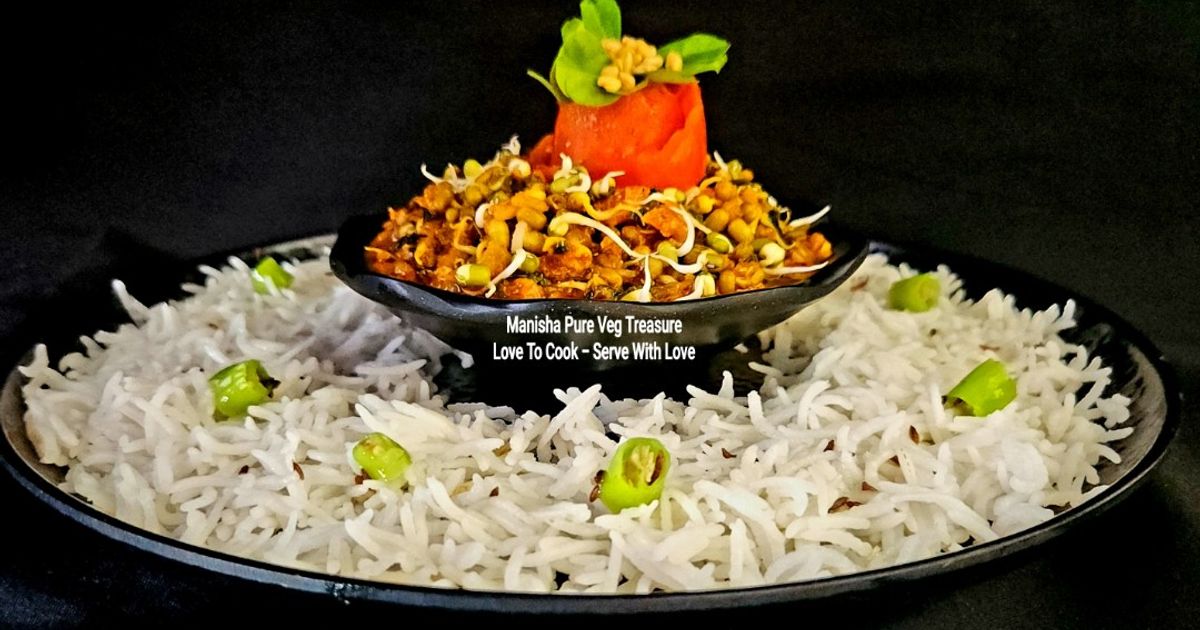 Moong Beans Sprout Methi Curry With Basmati Rice Recipe by Manisha ...