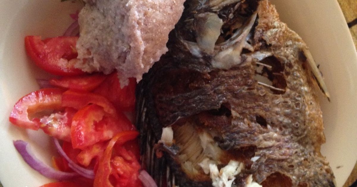 Ugali Wa Mtama Served With Fried Fish And Kachumbari Recipe by Jean ...
