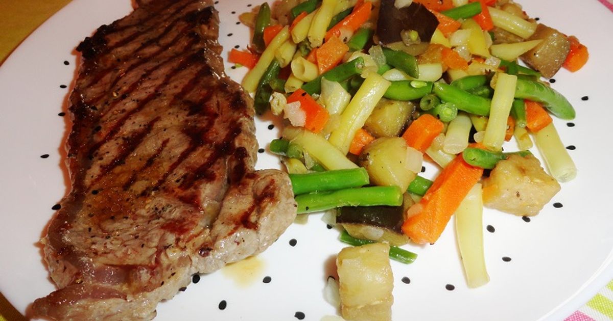 Entrecot A La Plancha Con Verduras Salteadas Recipe by carme castillo ...