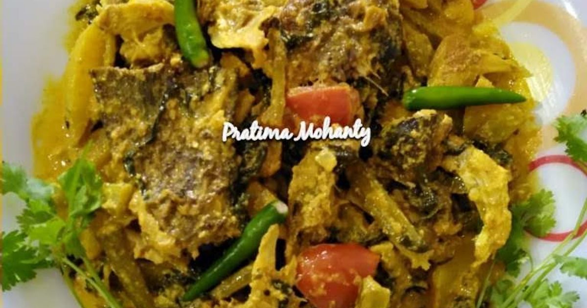 Malabar Spinach Fish Head Curry Recipe by Pratima Mohanty - Cookpad
