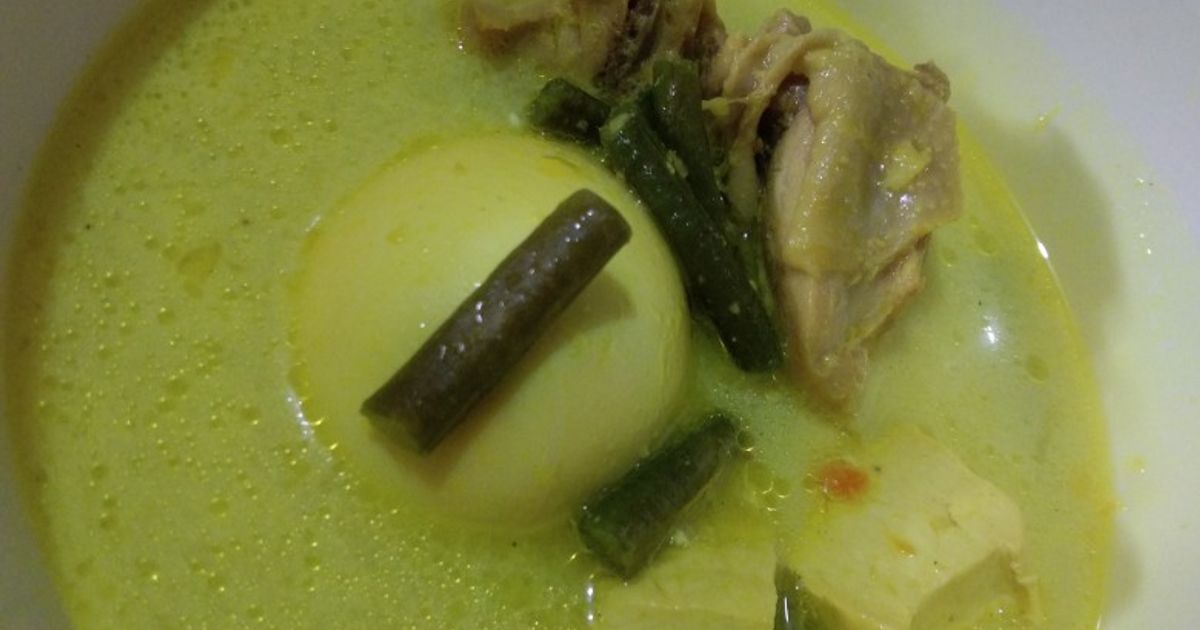 Resep Sayur Bumbu Kuning Santan (Telor,Tahu,Ayam Dan Kacang Panjang ...