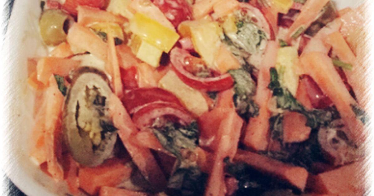Vegetable & Chicken Creamy Mayo Salad Recipe by Batool Zubair - Cookpad