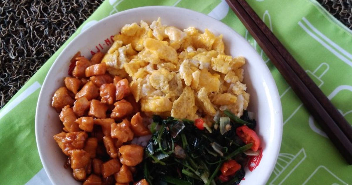 Resep Rice Bowl Ayam Kecap Telur Orak Arik Tumis Kangkung oleh Dian ...