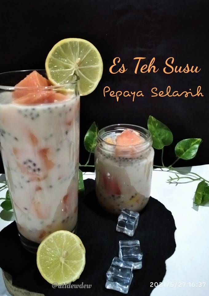 Resep *Es Teh Susu Pepaya Selasih* oleh ati dewanthi - Cookpad