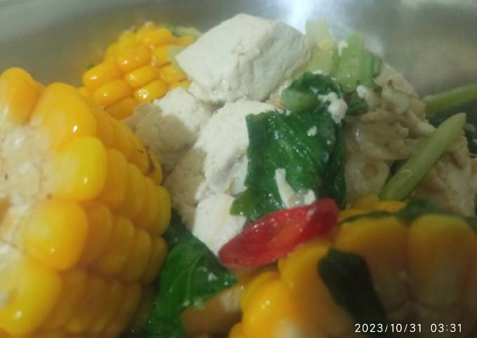Resep Sayur Tahu putih besar, sawi ijo, jagung manis oleh Anisa - Cookpad