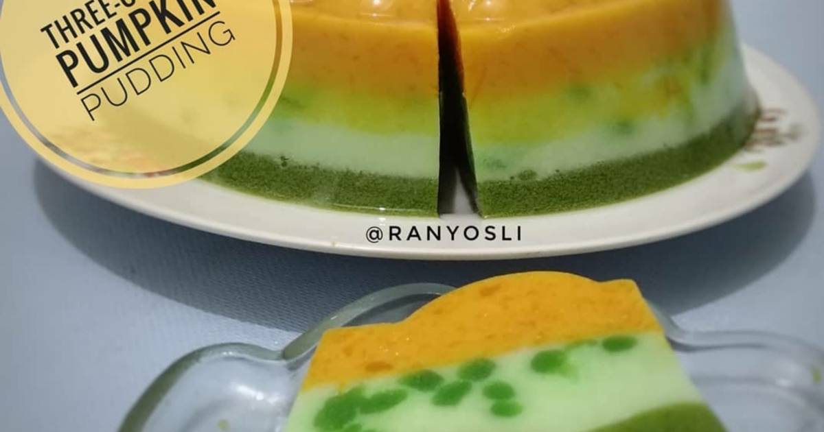 Resep 11. Three-color pumpkin pudding / puding labu kuning 3 warna oleh ...