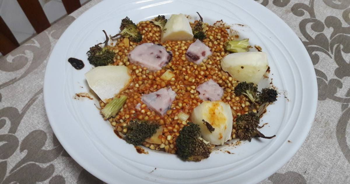 Trigo sarraceno al horno vegano Receta de Alberto Díaz- Cookpad