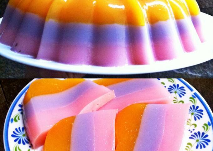 Resep Pudding pelangi 💛💜💖 oleh Iis Najwa - Cookpad