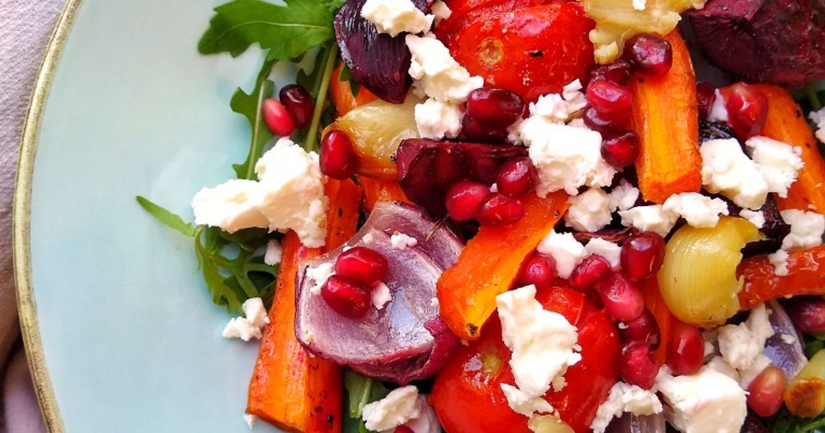 Warm Roasted Vegetable Salad With Feta Recipe by Natalie Marten ...