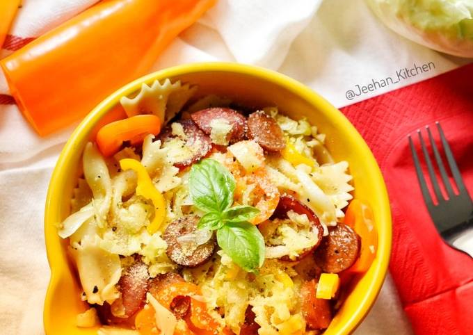 Resipi Pasta Kobis dengan Sosej oleh Jeehan Kitchen - Cookpad