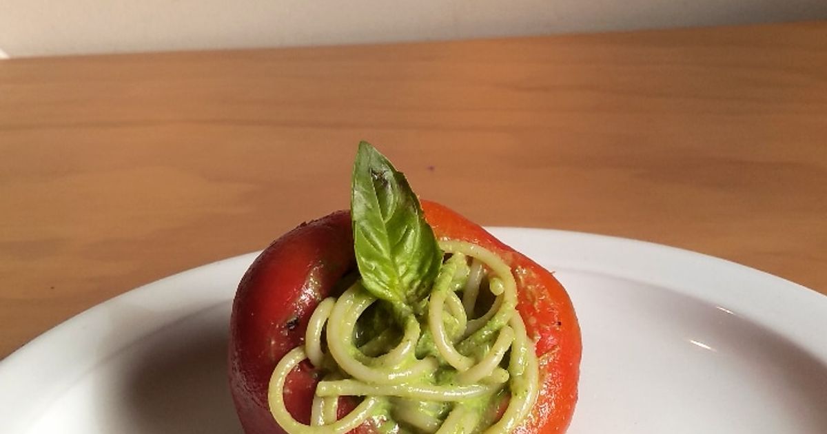 Pimentón Asado Relleno Con Pasta Al Pesto Receta de Pancho Solari- Cookpad
