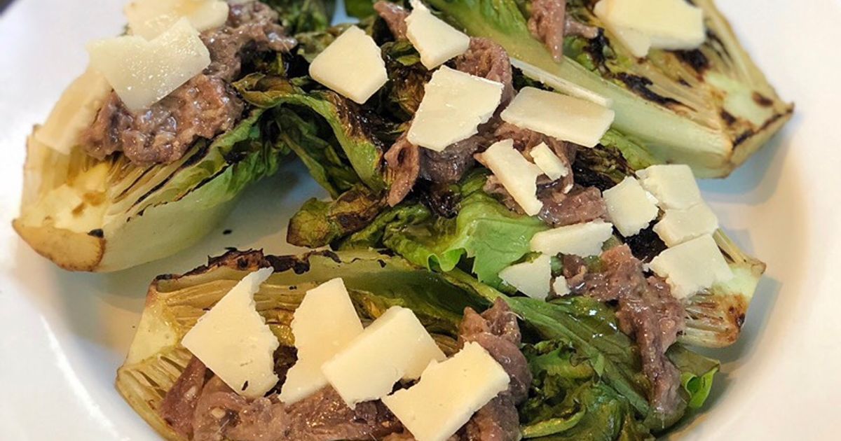Charred Baby Gem With Anchovy Dressing 🔥🥬 Recipe by Philip Pantelides ...