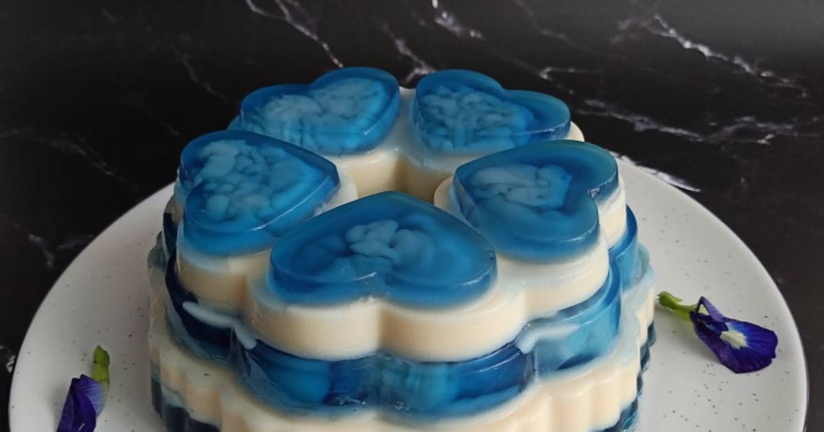 Resep Puding Jelly Bunga Telang Susu oleh Isnawati - Cookpad