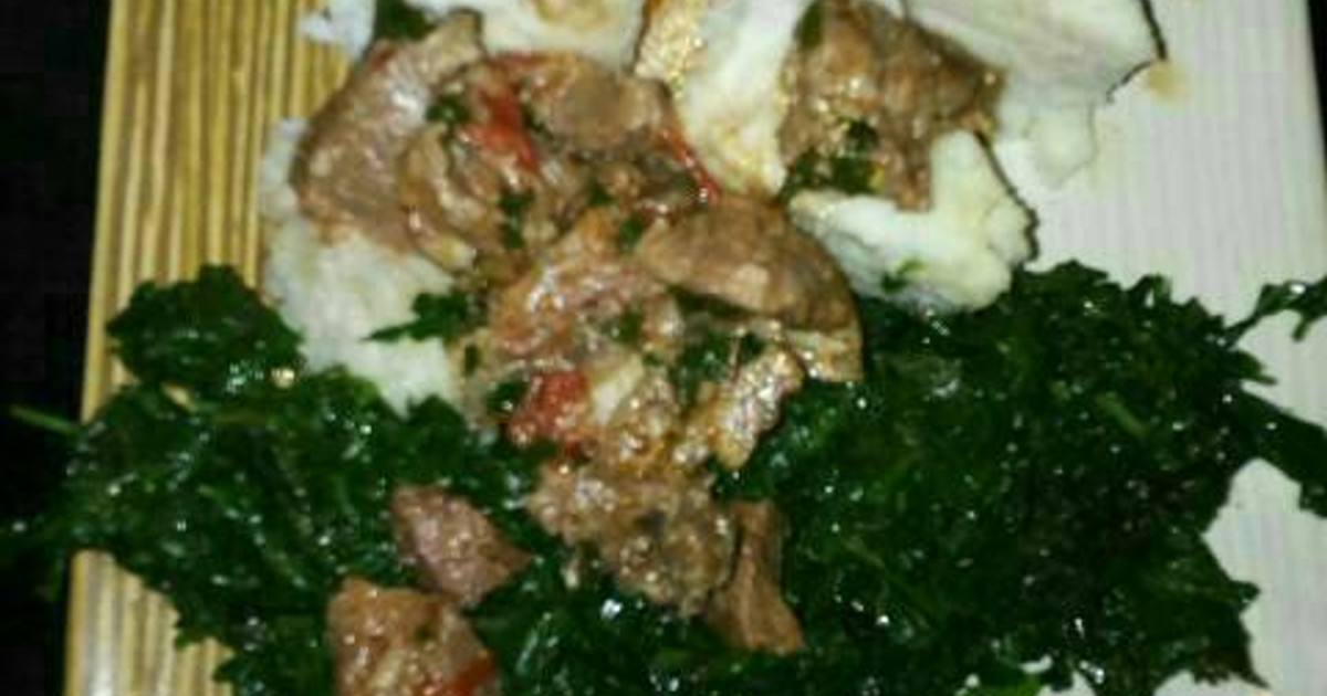 Ugali Served With Managu & Beef Recipe by dennis - Cookpad