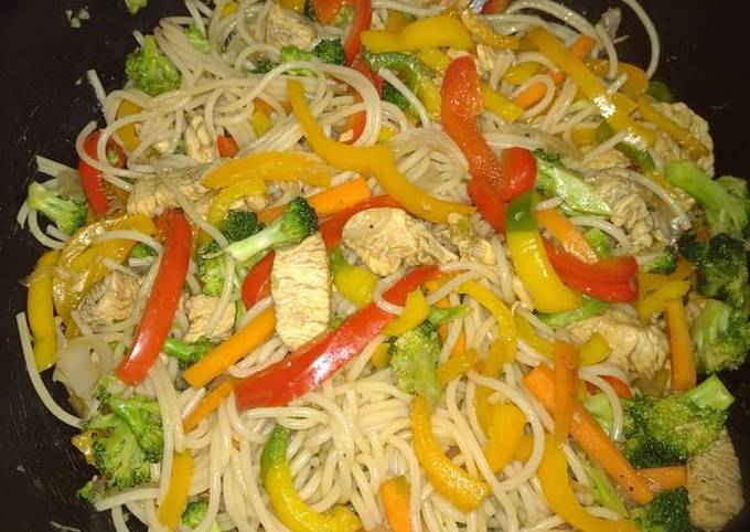 Espagueti con pollo y verdura Receta de Camarena Rosy- Cookpad Espagueti con pollo y verdura Receta de Camarena Rosy- Cookpad