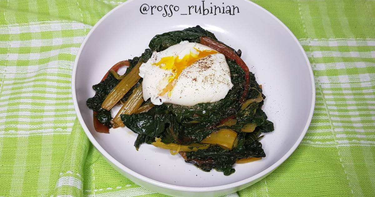 Ricetta Uovo barzotto con bietole colorate di rosso rubinian - Cookpad