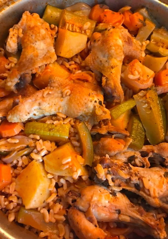 Arroz integral con pollo y verduras Receta de Villarroel P Romina- Cookpad