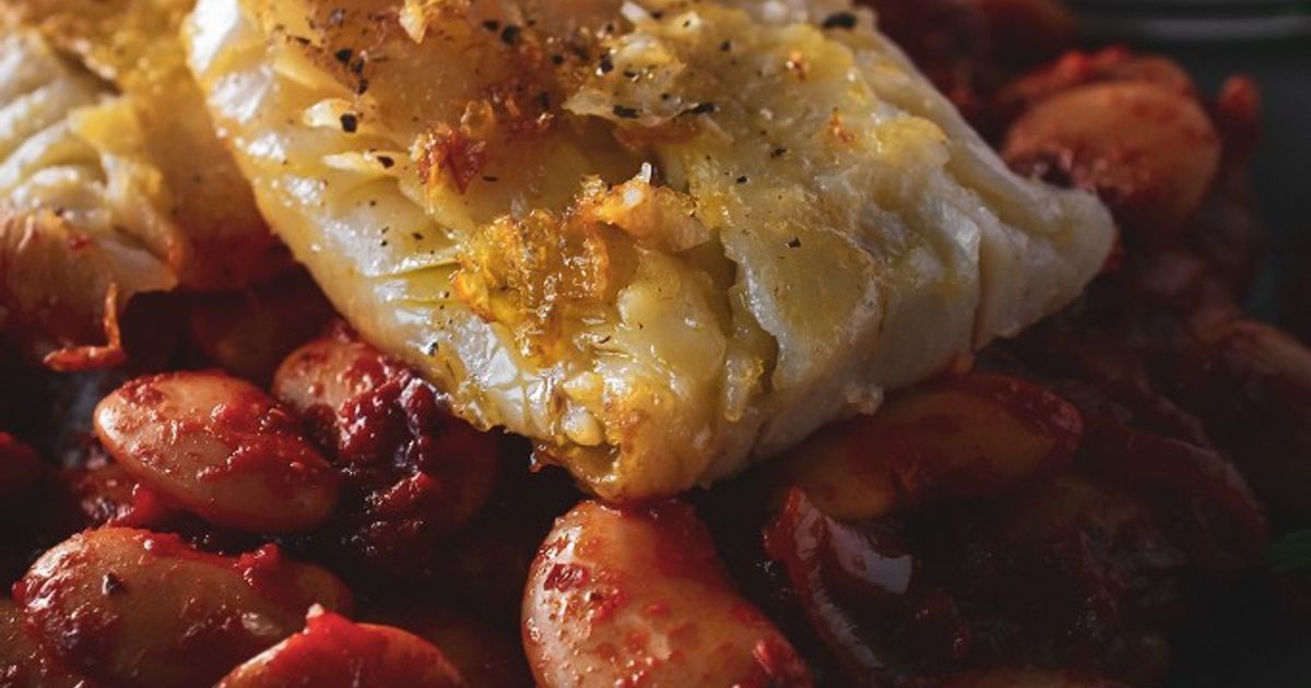 Pan Fried Cod With Harissa Spiced Butterbeans Recipe by Natalie Marten ...